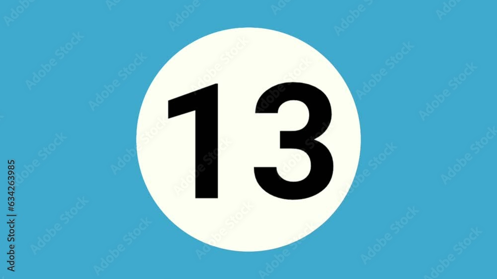Number 13 thirteen sign symbol animation motion graphics on white ...