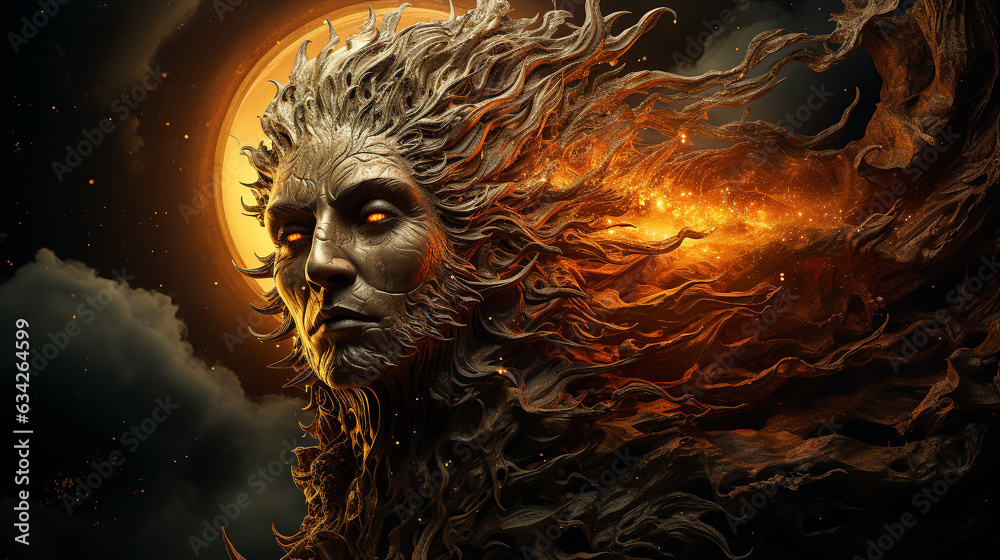 Ancient sun god Stock Illustration | Adobe Stock