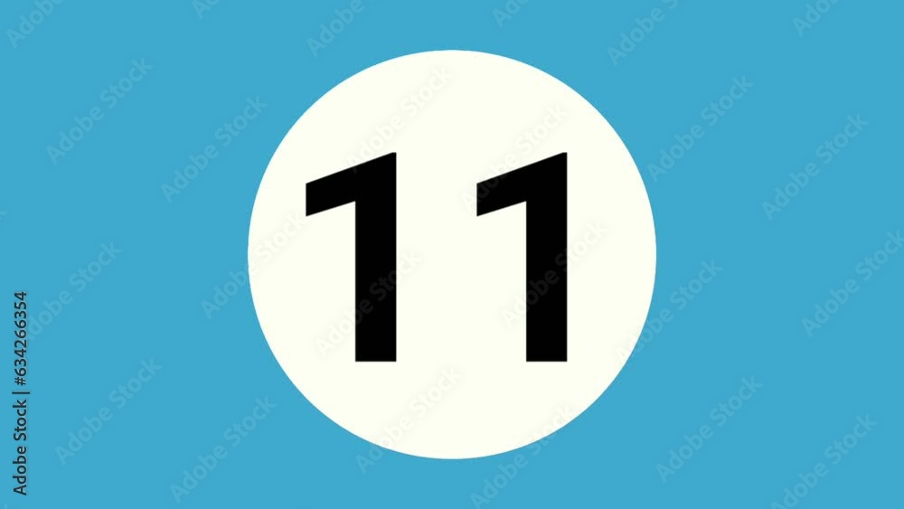Number 11 eleven sign symbol animation motion graphics on white circle ...