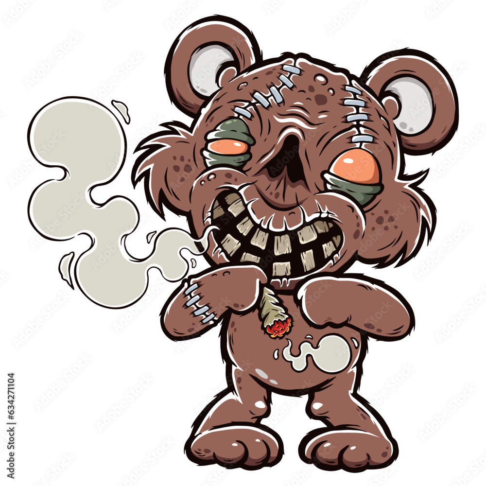 Vector illustration of Cartoon Teddy Zombie characters, Zombie Bear ...