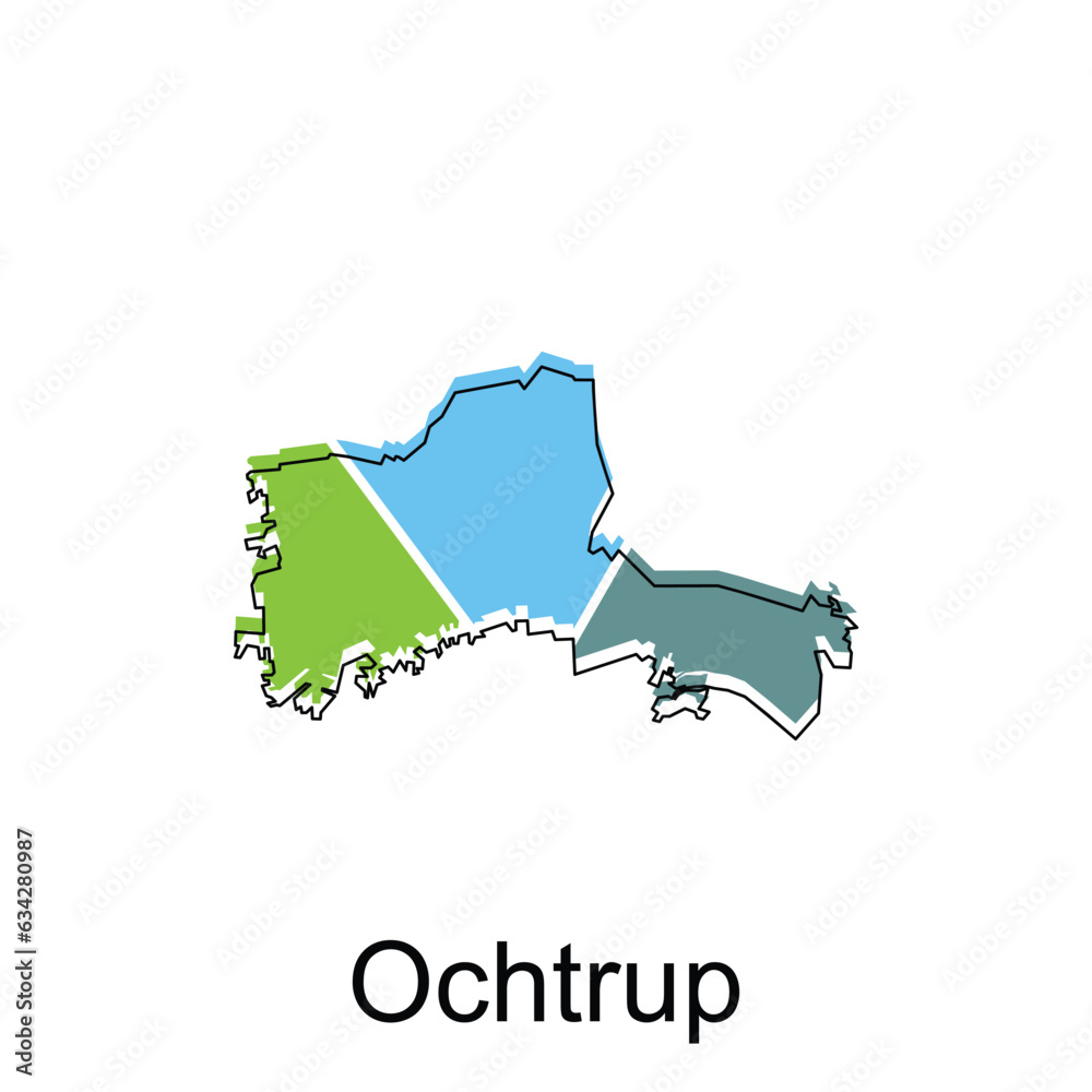 map of Ochtrup vector design template, national borders and important ...