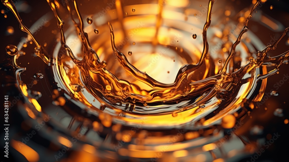 Oil wave splashing in Car engine with lubricant oil. Concept of ...