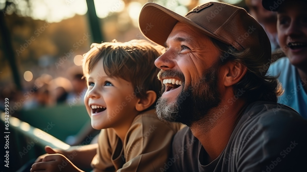 relationship concept picture of a father and his son cheer football ...