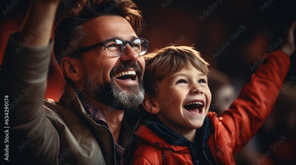 relationship concept picture of a father and his son cheer football ...