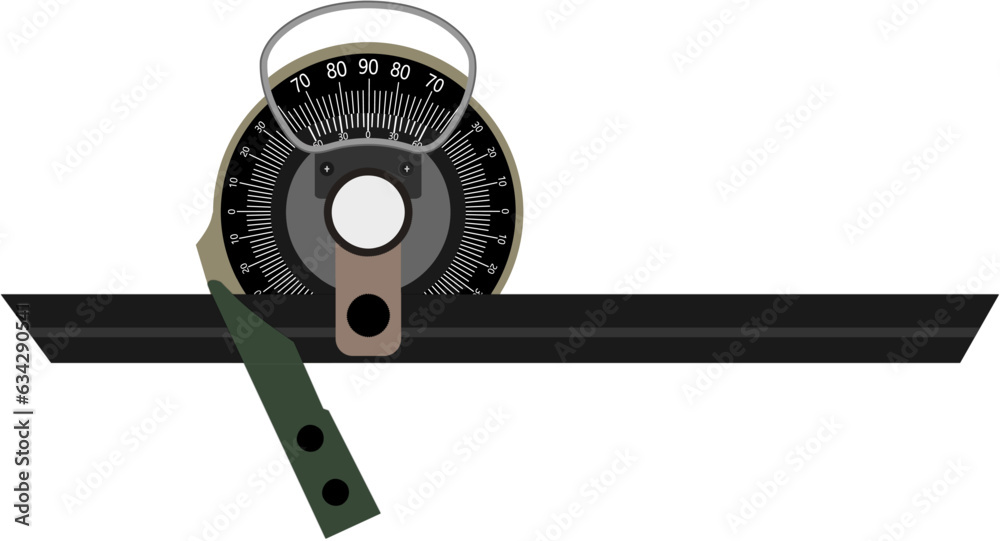 A Vernier bevel protractor isolated on white background, It is a ...