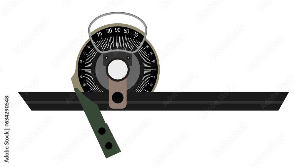 A Vernier bevel protractor isolated on transparent background, It is a ...