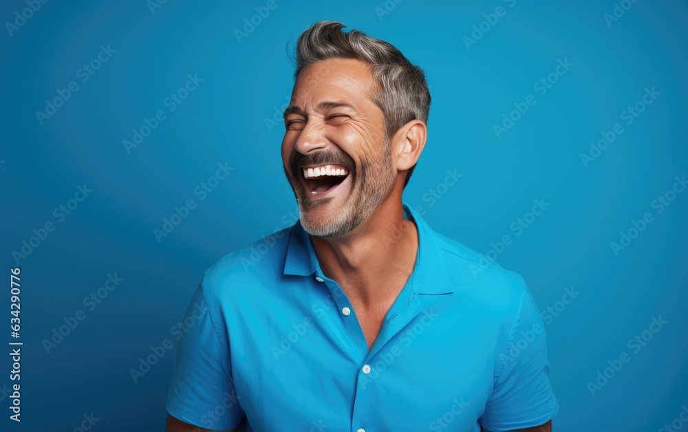 40 years old ultra handsome Caucasian, smiling and laughing, wearing ...