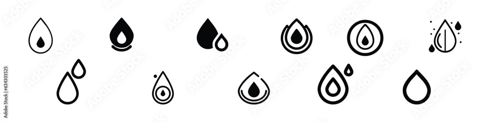 Vector black water drop icon set. water icon pack, Water icon ...