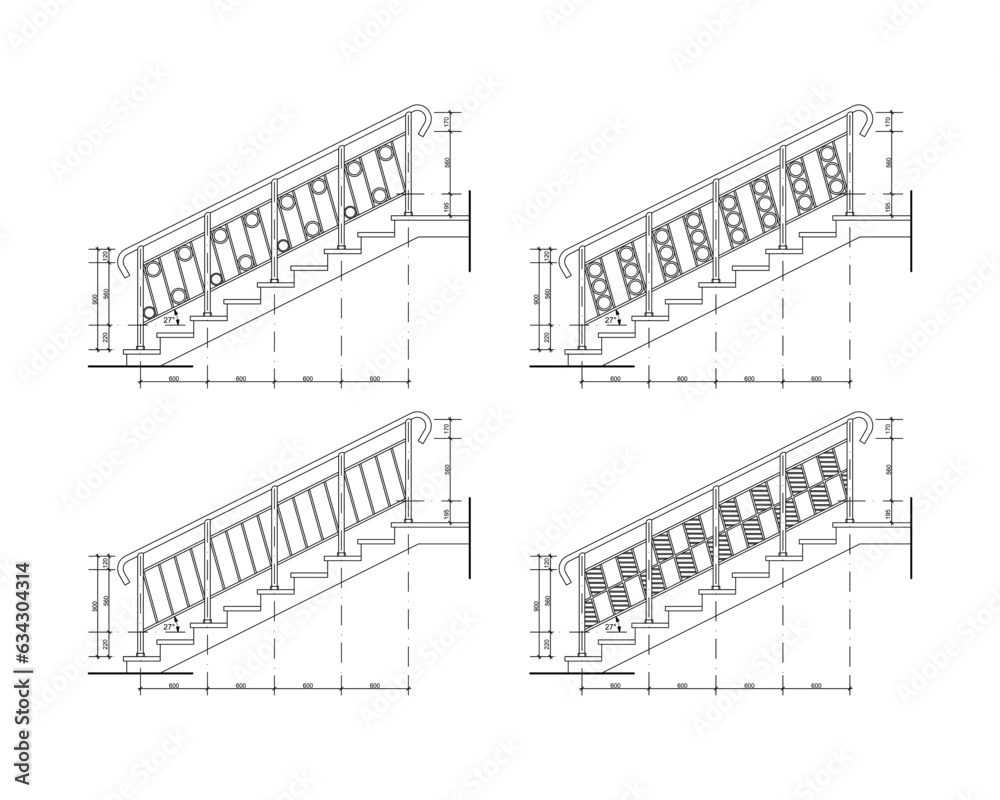 Detailed architectural plan of stairs Stock Vector | Adobe Stock