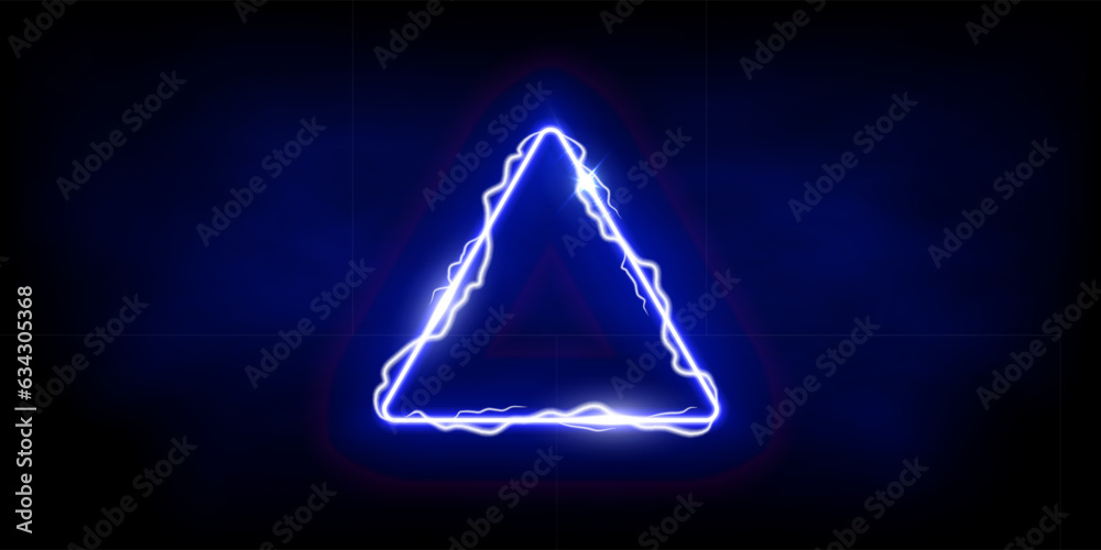 Magic blue triangle of thunder storm blue lightnings. Magic and bright ...