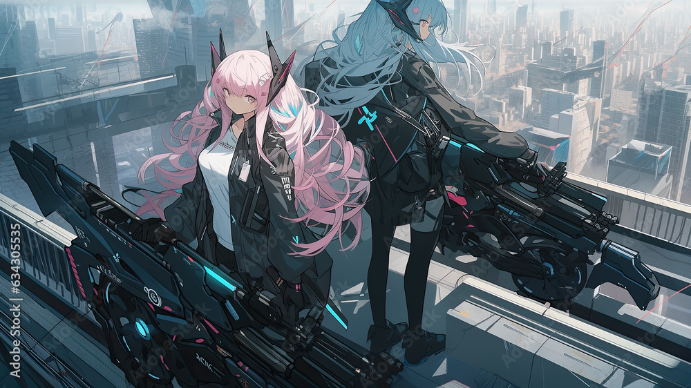 Female soilders with futuristic high tech weapons defending their home ...