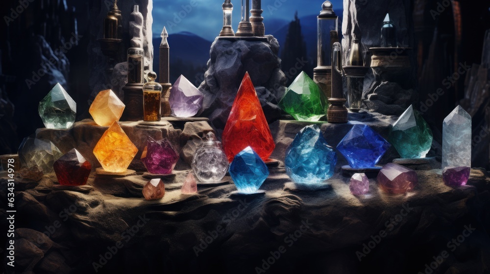 Crystal Alchemy: Alchemical symbols emerging from crystal formations ...