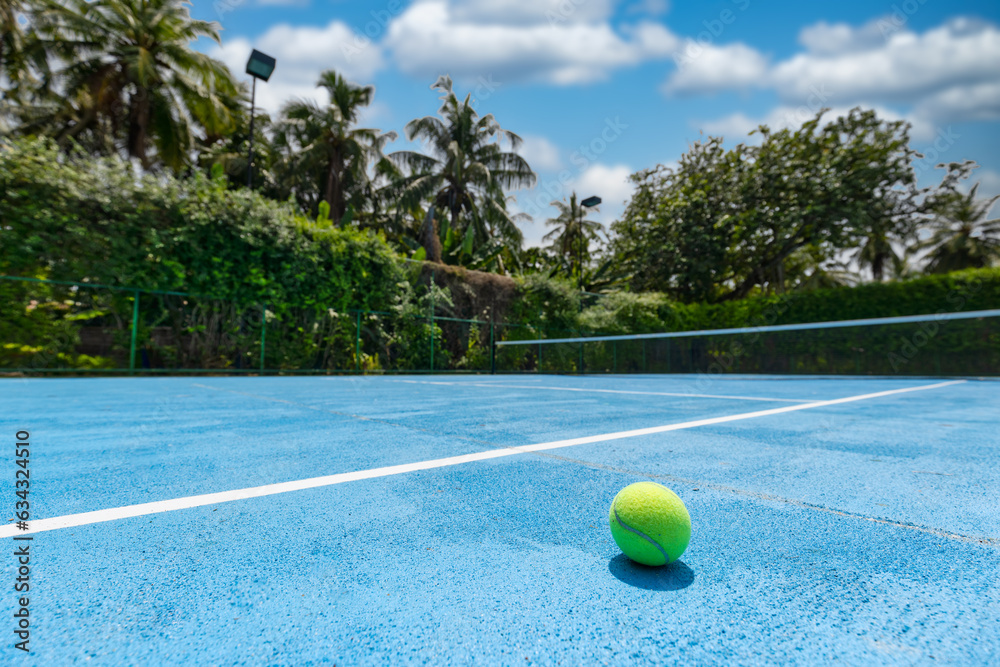 Amazing sport and recreational background. Blue tennis court on ...
