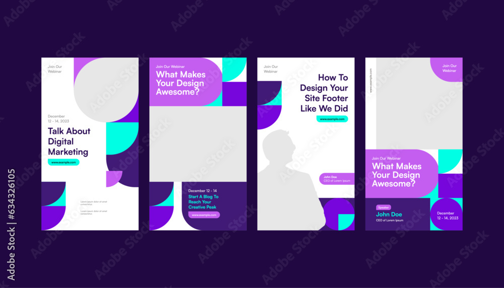 Purple Mosaic Pattern Event Webinar Media Promotion Set, complete with ...