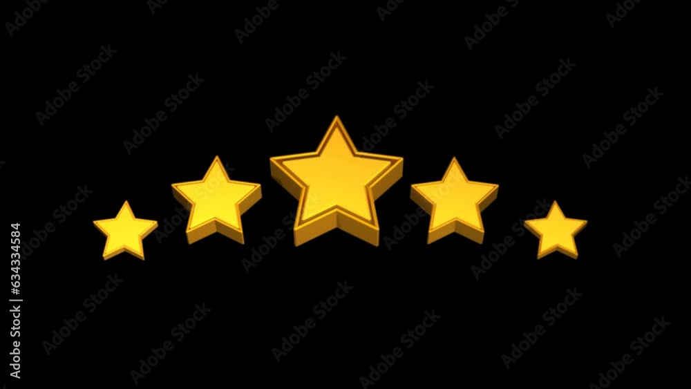 5 stars animation alpha channel, transparent background, Gold Stock ビデオ ...