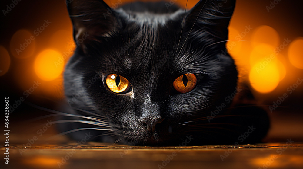 Wicked Cat: A black cat with piercing eyes and arched back, a classic ...