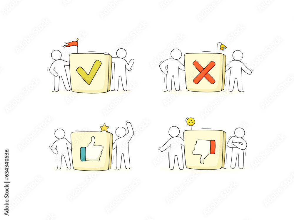 Icons of symbols of right and wrong, tick and cross marks. Stock Vector ...