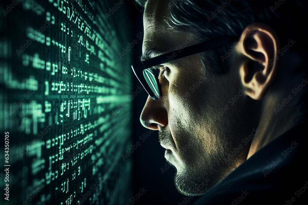 Generative ai collage photo of professional it specialist using device ...