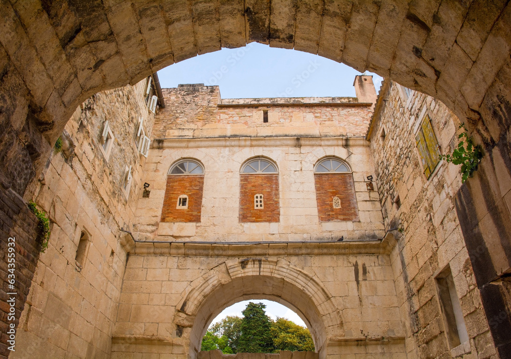 The 4th century Golden Gate in the historic city walls of Split in ...