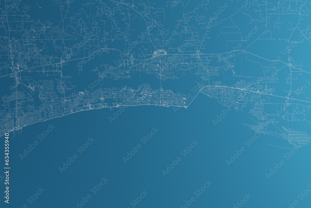 Map of the streets of Biloxi (Mississippi, USA) made with white lines ...