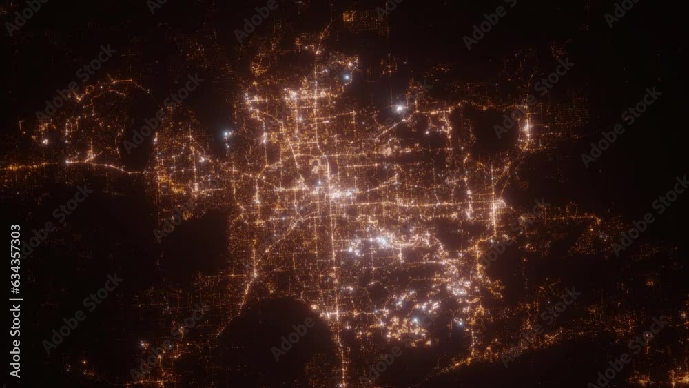 Orlando (Florida, USA) top view at night. View on modern city from ...