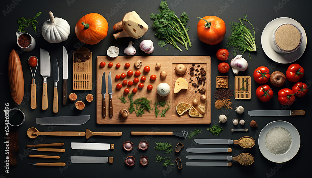 cooking coherence: 2d knolling illustrations of well-arranged culinary ...