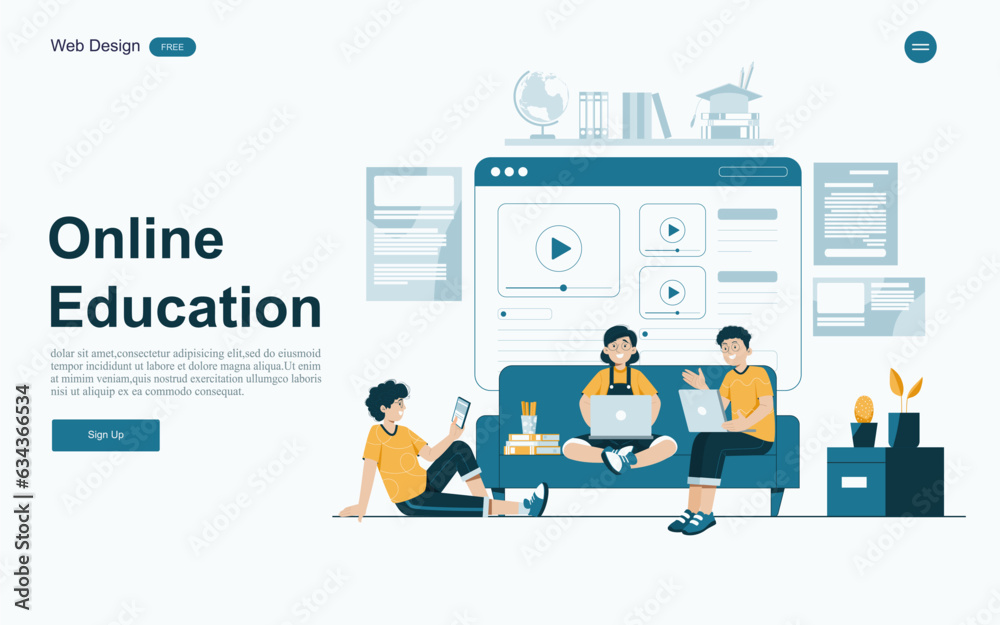 Online education concept.people can learning access courses and ...