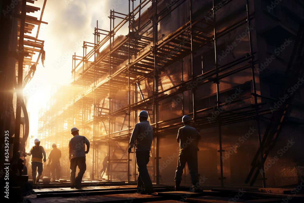 Construction Workers Transforming the Landscape. Scene captures the ...