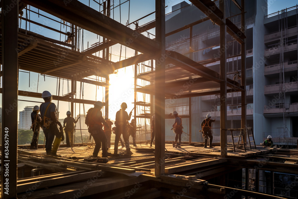 Construction Workers Transforming the Landscape. Scene captures the ...