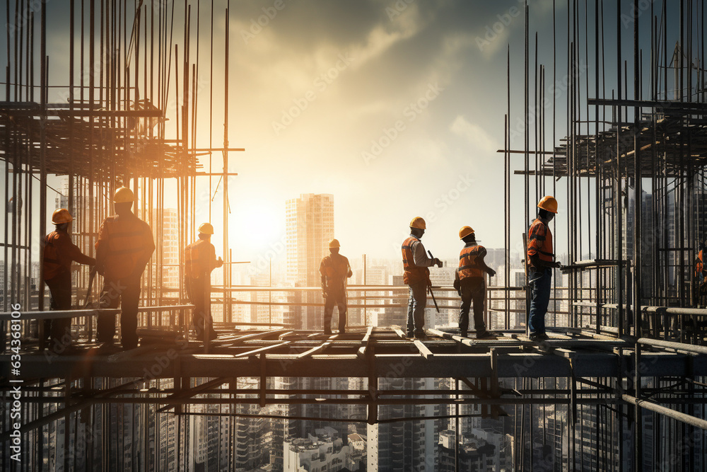 Construction Workers Transforming the Landscape. Scene captures the ...