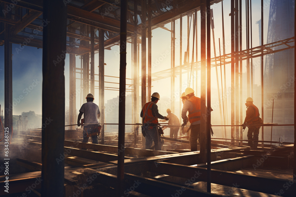 Construction Workers Transforming the Landscape. Scene captures the ...