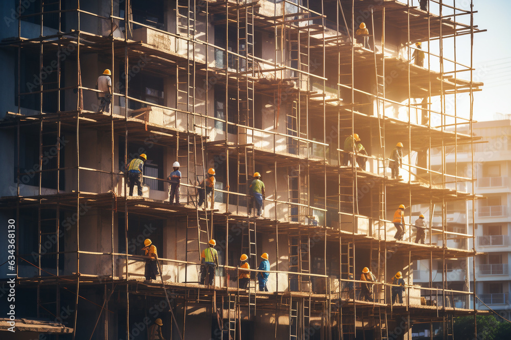 Construction Workers Transforming the Landscape. Scene captures the ...