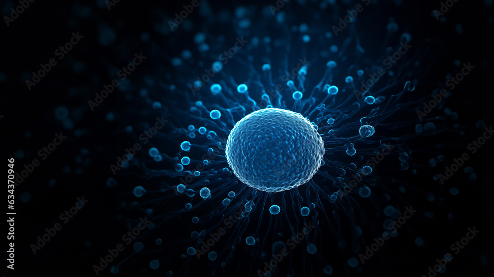 A scanning electron microscope image of a tiny bacteria. High contrast ...