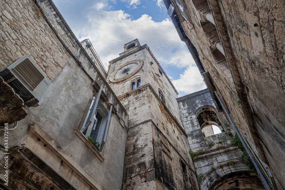 Marble ancient roman architecture in city center of town Split. Ancient ...