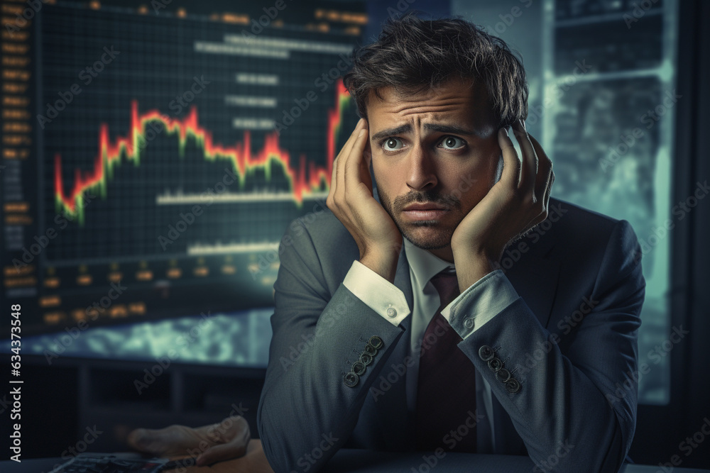 Worried Businessman Amid Looming Economic Downturn. Concerned business ...