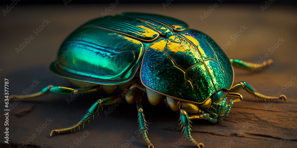 Beautiful metallic green coloration Symbol of transformation and ...