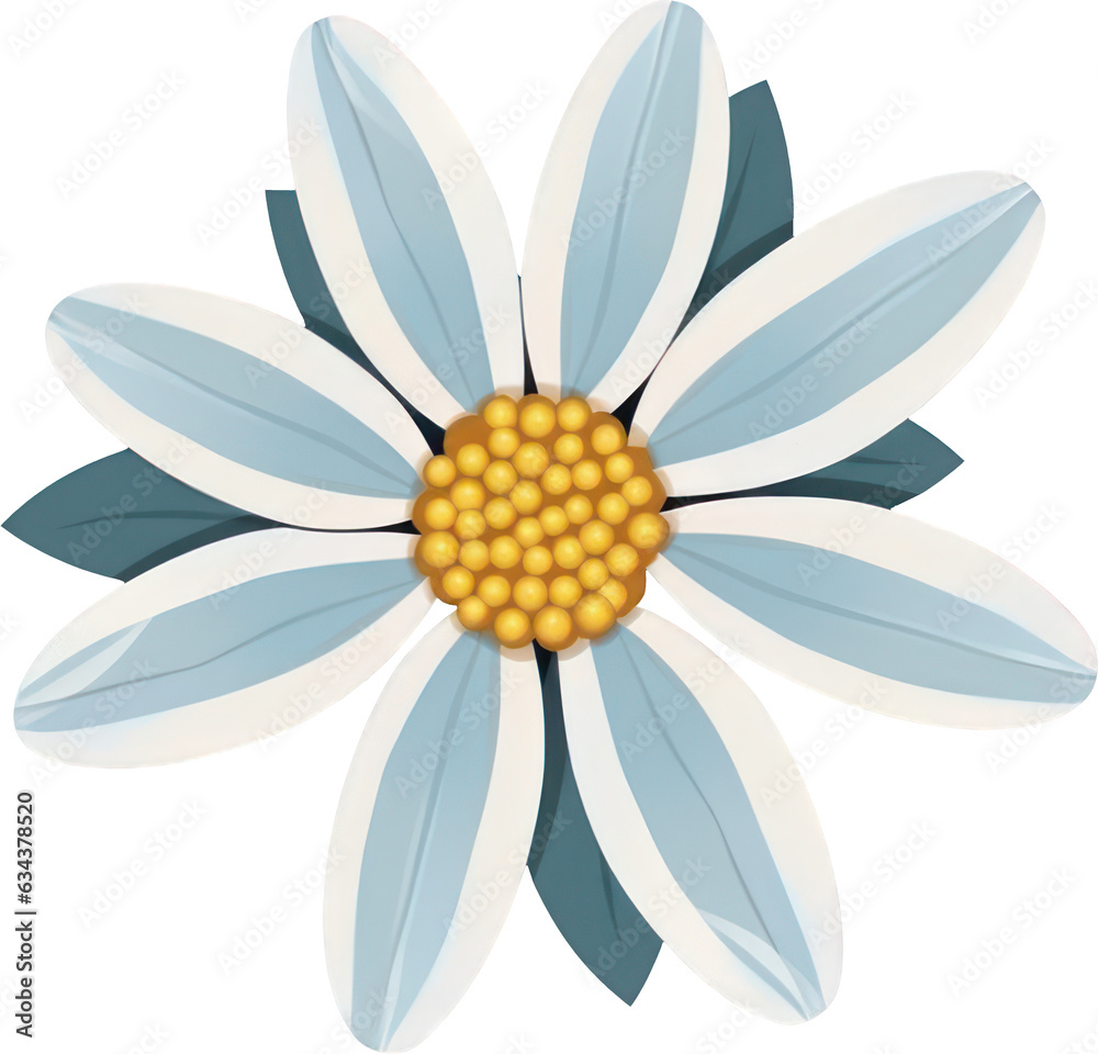 Beautiful clip art illustration of a white daisy flower against a ...