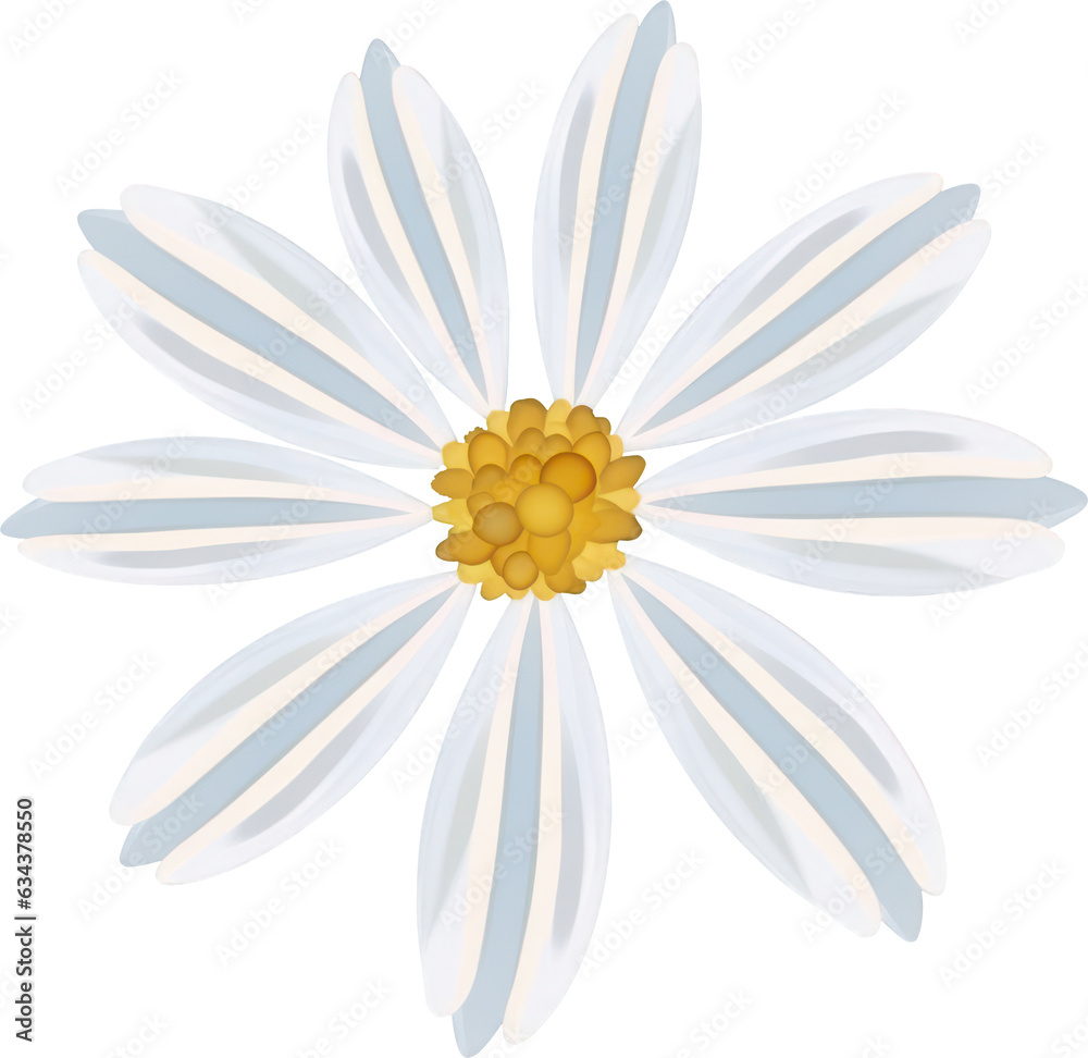 Beautiful clip art illustration of a white daisy flower against a ...
