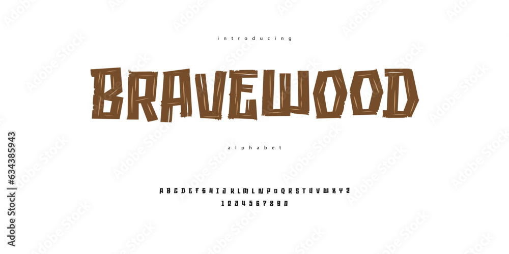 Wood Font Nature Jungle Alphabet Typeface Stock Vector | Adobe Stock