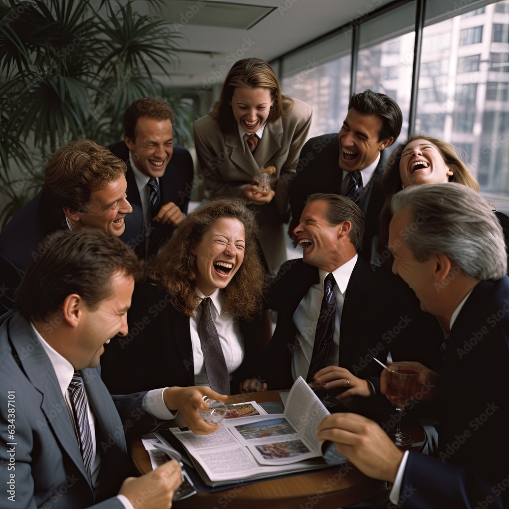 funny humor businesspeople casual conversation businessman make joke ...