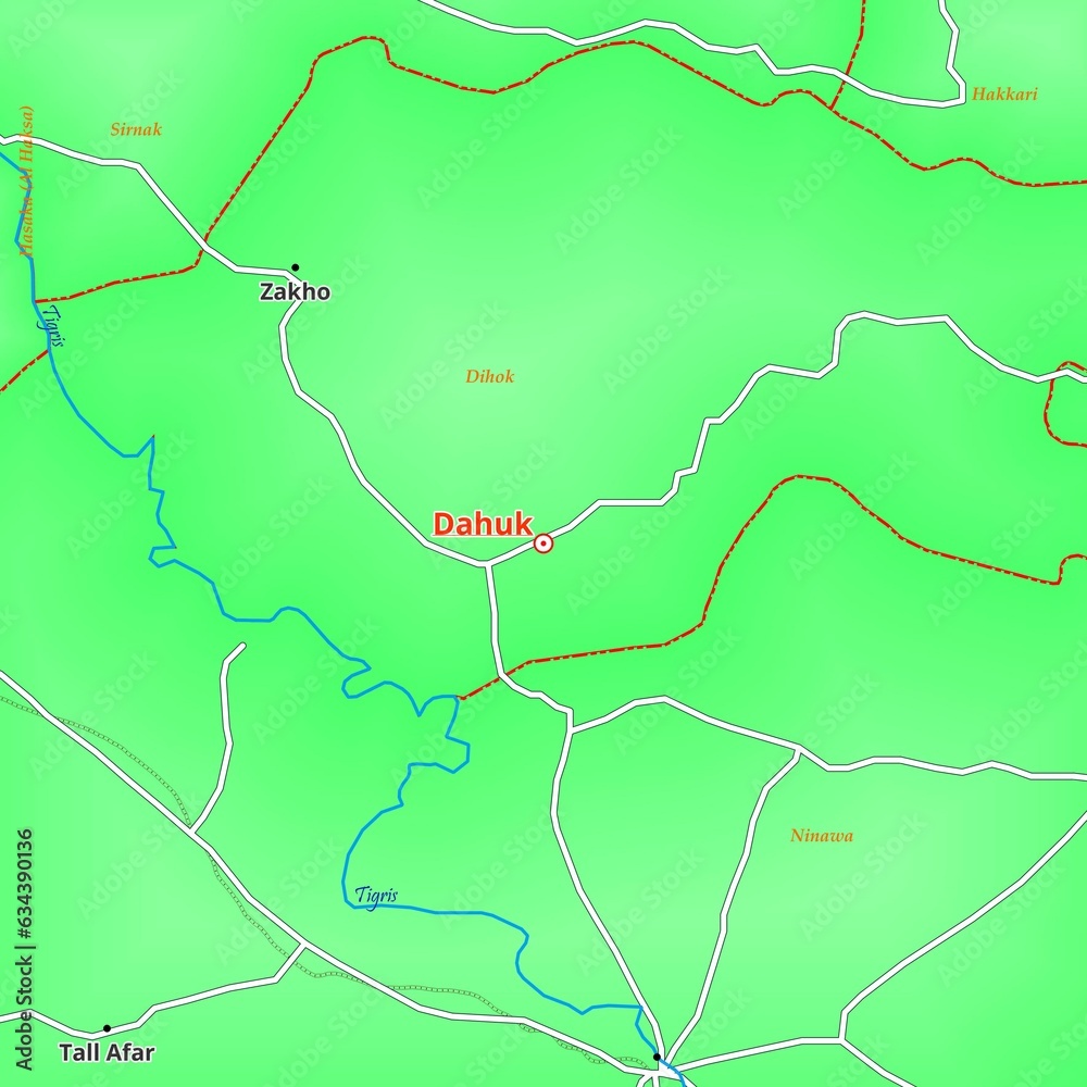 Map of Dahuk City in Iraq Stock Illustration | Adobe Stock