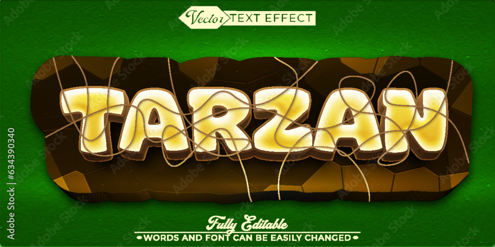 Cartoon Survival Tarzan Vector Editable Text Effect Template Stock ...