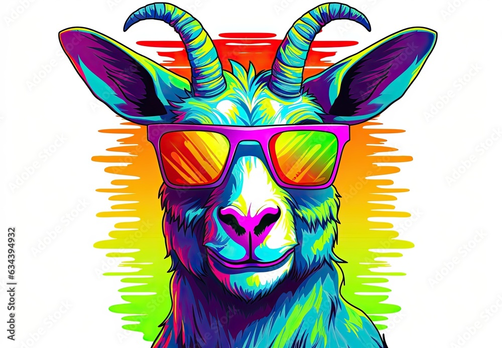 Muzzle of a fashionable goat in the style of pop art. Illustration of ...