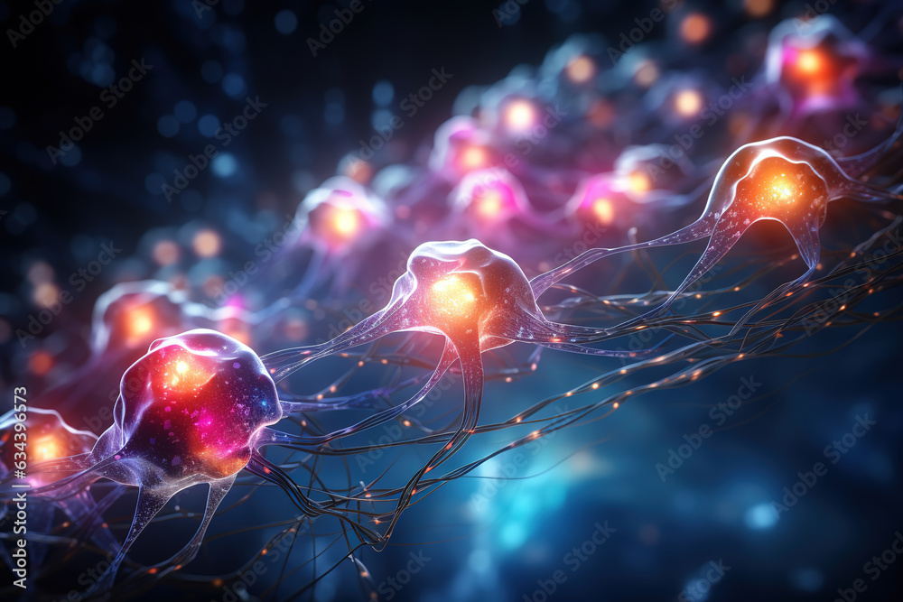 Neuroplasticity concept, featuring glowing brains interconnected with ...