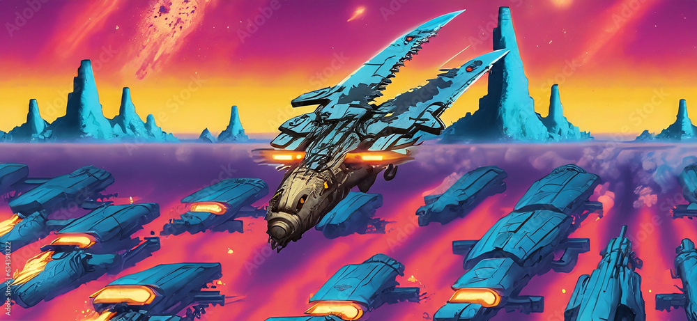 Retro Spaceship Concept Art - Generative ai, üretken yapay zeka Stock ...