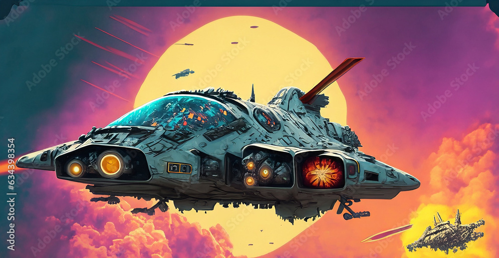Retro Spaceship Concept Art - Generative ai, üretken yapay zeka Stock ...