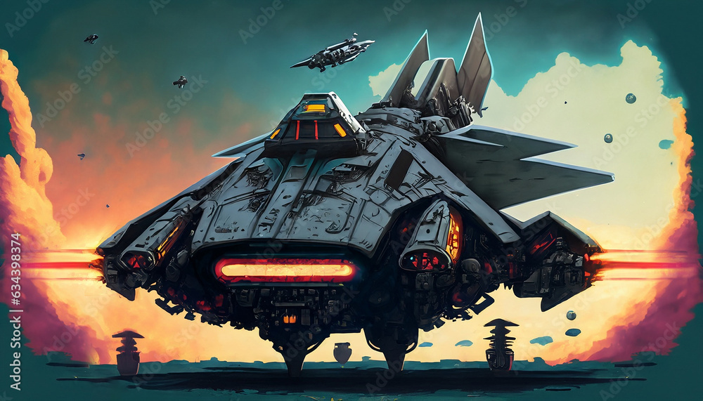 Retro Spaceship Concept Art - Generative ai, üretken yapay zeka ...