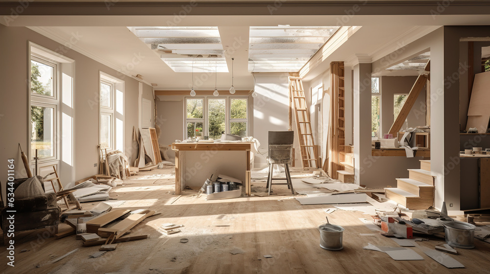 Concept of home refurbishment, showing the transformation and ...