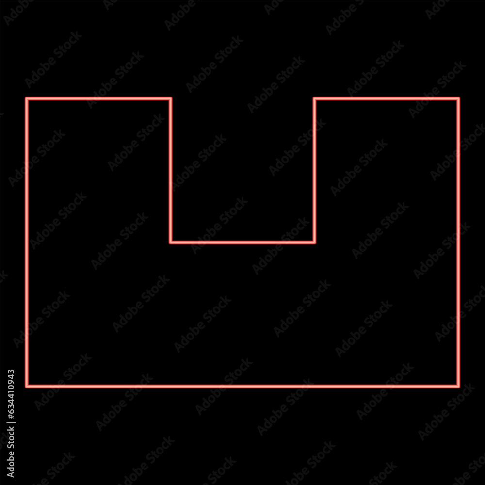 Neon pit with square hole ground dimple red color vector illustration ... Neon pit with square hole ground dimple red color vector illustration ...