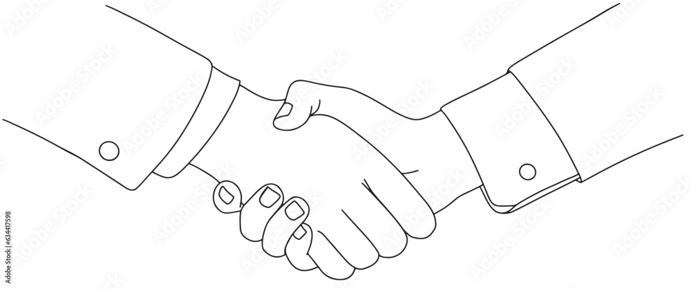 Hand shake line art vector illustration Stock Vector | Adobe Stock